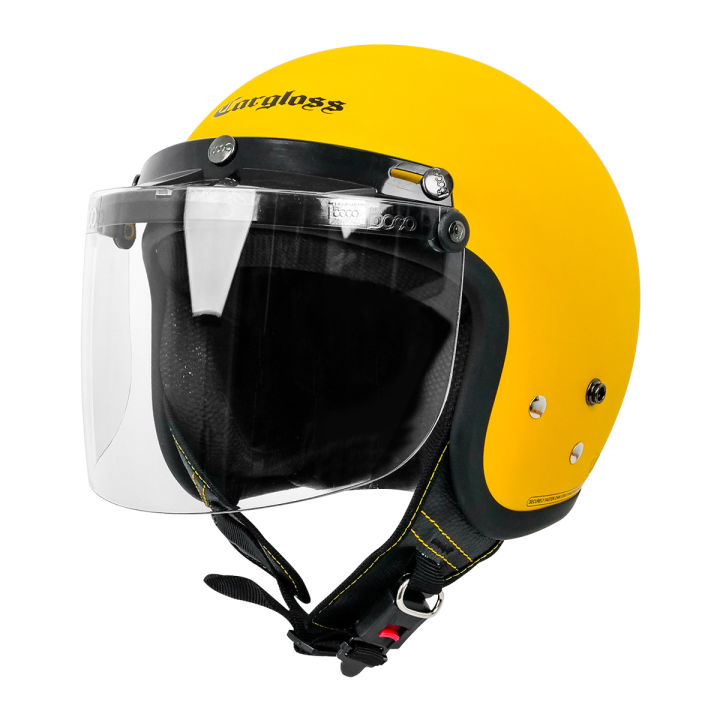 Cargloss CFM Retro Visor Bogo Flat Clear Helm Half Face - Exotic Yellow ...