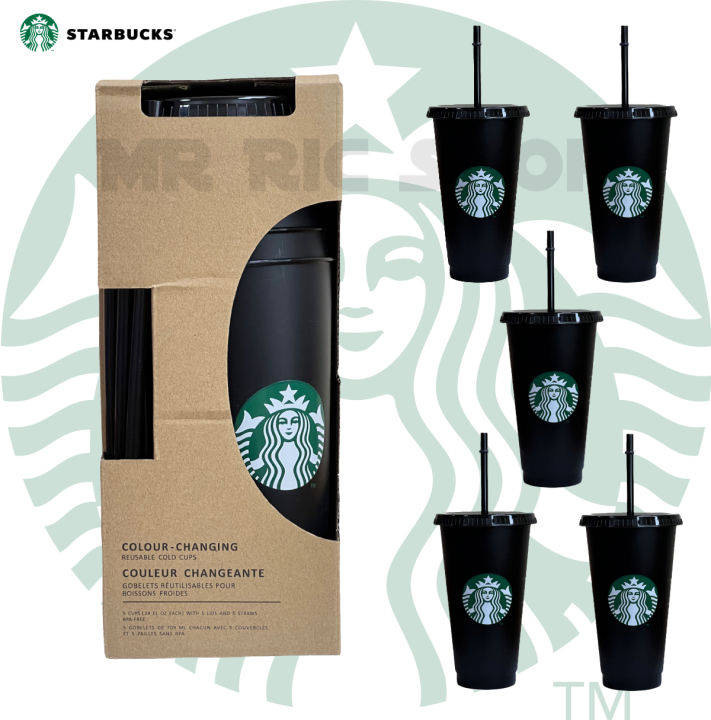 Set of 5 Starbucks Reusable Cold to Go Cup Hard Plastic Venti 24 oz ...