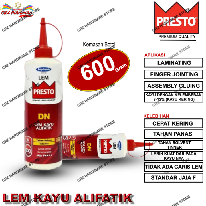 LEM PRESTO DN 600 GRAM LEM PUTIH TRIPLEK KAYU MULTIPLEK MEBEL | Lazada ...