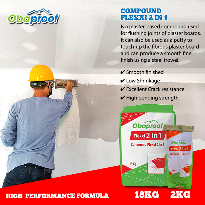 2KG / 18KG OBAPROOF COMPOUND FLEXXI 2 IN 1 IS A PLASTER BASED COMPOUND ...
