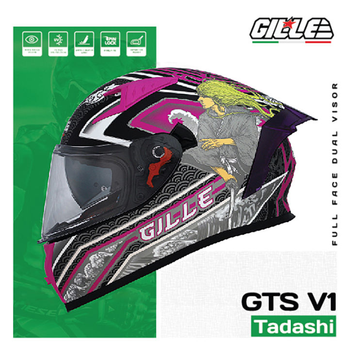 Gille Helmet 135 GTS V1 TADASHI Motorcycle Helmets Full Face Dual Visor ...