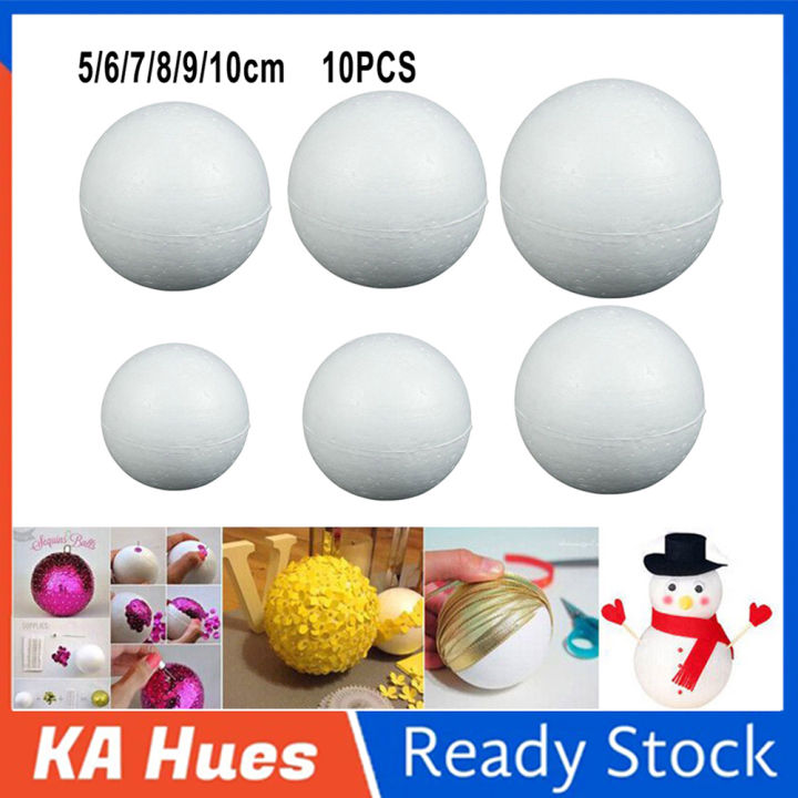 【KA Hues】10Pcs Kids DIY Painting Solid Foam Ball Polystyrene Styrofoam Round White Handmade ...
