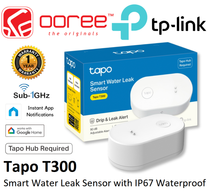 TP-LINK TAPO T300 SMART WATER LEAK SENSOR WITH DRIP & LEAK ALERT, 90 DB ...