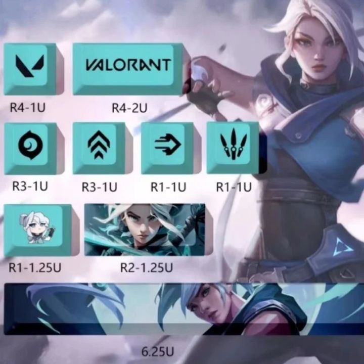 Valorant Jett Reyna Sage Viper Keycap 9 Key Game Esports Original ...
