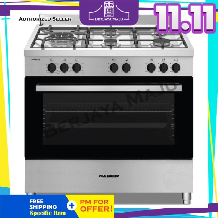Faber 5 Burner 100L Free Standing Gas Cooker With Electric Oven FISSO ...