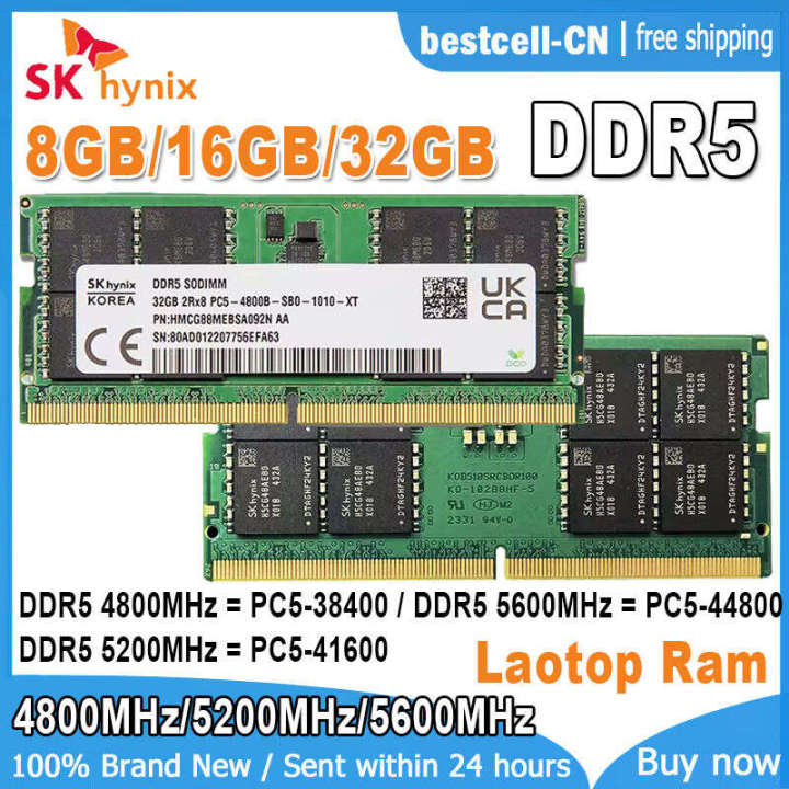 Sk Hynix DDR5โน้ตบุ๊ค Ram 8Gb 16Gb 32Gb 4800MHz 5600Mhz Sodimm แรมหน่วยความจำแล็ปท็อป PC5-44800 ...
