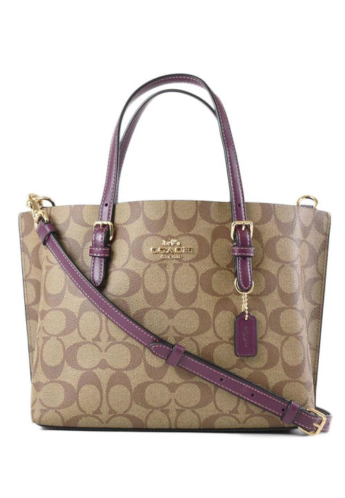 Coach Mollie Tote 25 In Signature Canvas - Brown/Deep Berry | Lazada