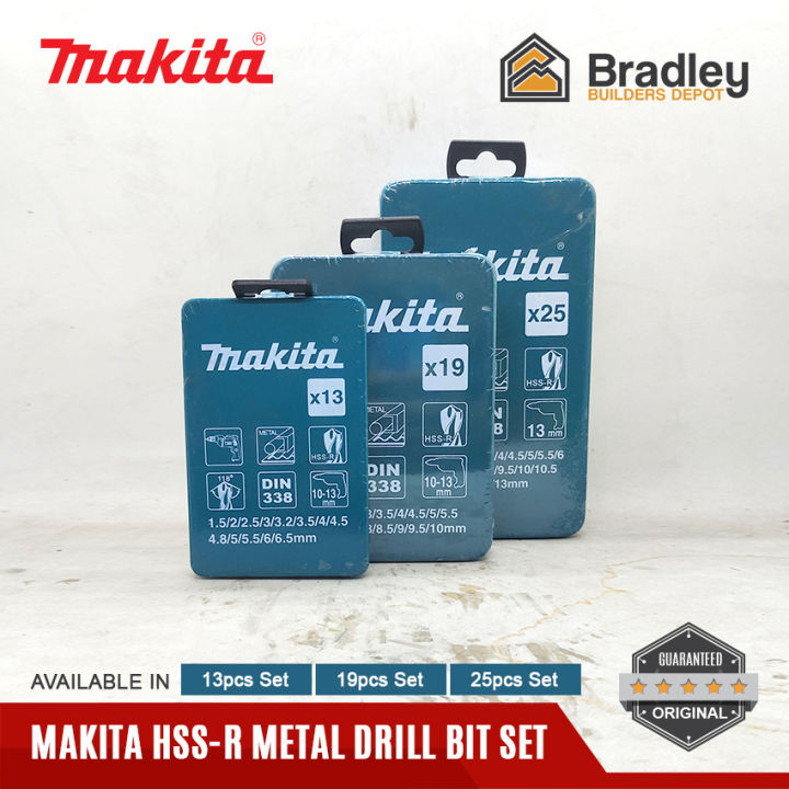 Makita HSS-R Metal Drill Bit Set with Metal Casing(13pcs | 19pcs ... Makita HSS-R Metal Drill Bit Set with Metal Casing(13pcs | 19pcs ...