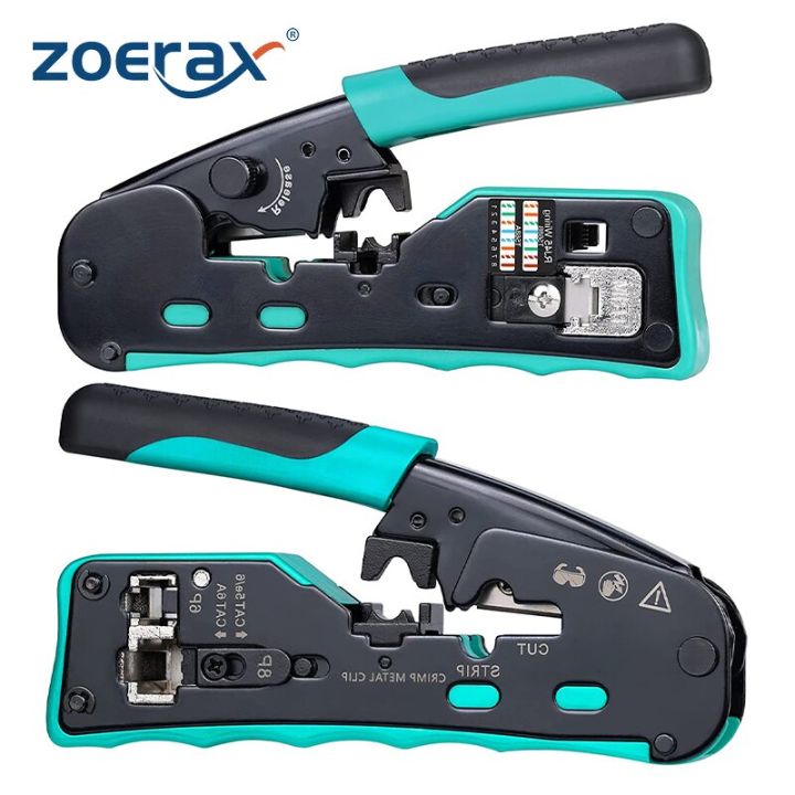 ZoeRax Pass Through RJ45 Crimp Tool Cat5e Cat6 Cat6a Cat7 Crimping Tool ...