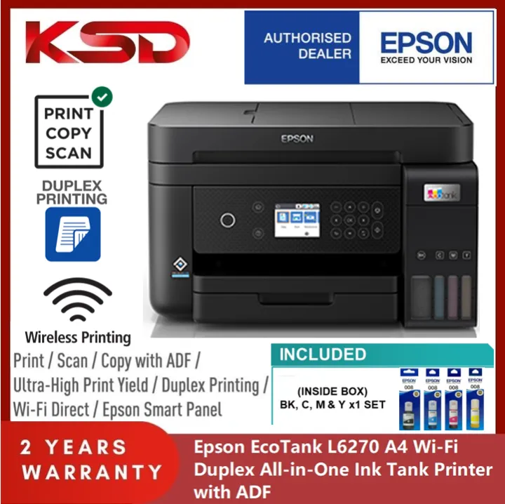 Epson EcoTank L6270 A4 Wi-Fi Duplex All-in-One Ink Tank Printer with ...