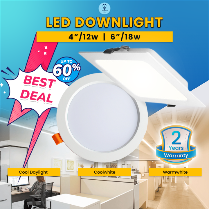 4Inch/12w 6Inch/18 LED Downlight Round Square Panel Light Recessed ...