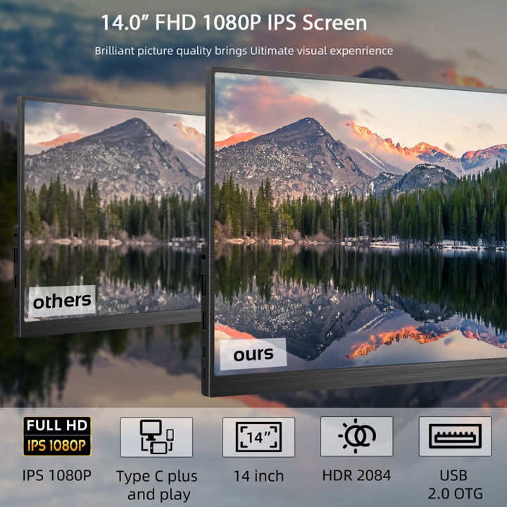 [yihan] Portable Monitor 14 Inch Touchscreen FHD 1920x1080P IPS Panel ...