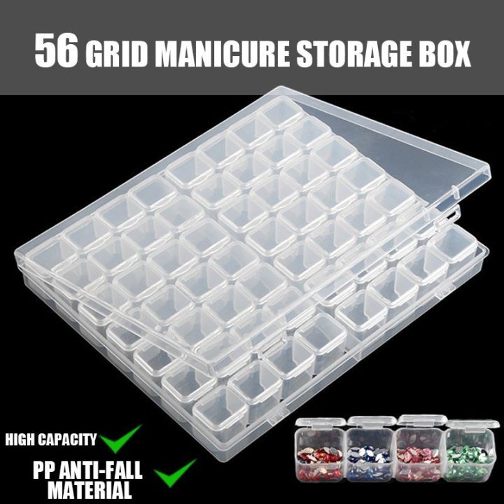 56 Grid Nail Art Rhinestone Storage Box DIY Removable Jewellery Storage ...