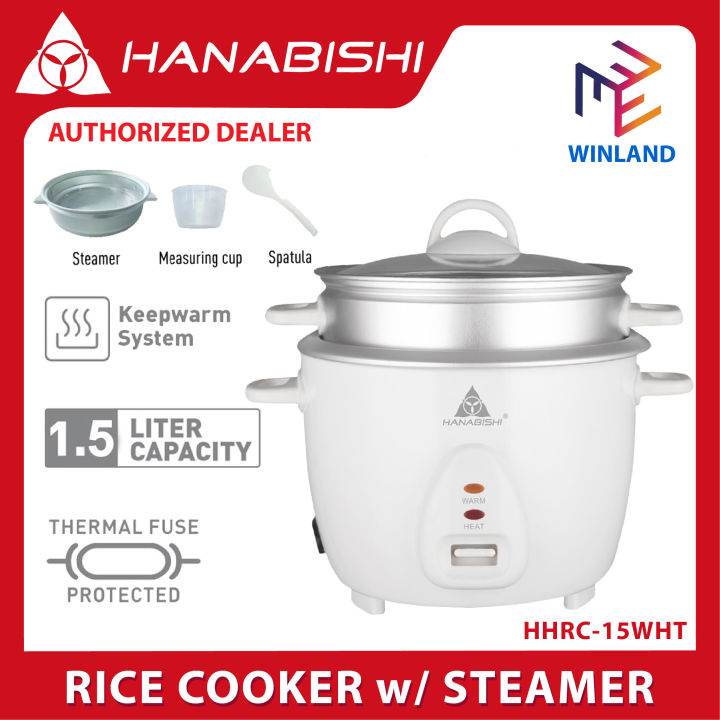 HANABISHI by Winland Rice Cooker 1.5L serves 4-5 cups Glass Cover w ...