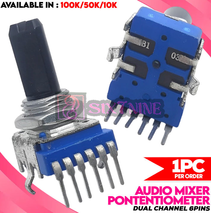 6 -Pin Dual Channel Audio Mixer Potentiometer B10K B50K B100K | Lazada PH