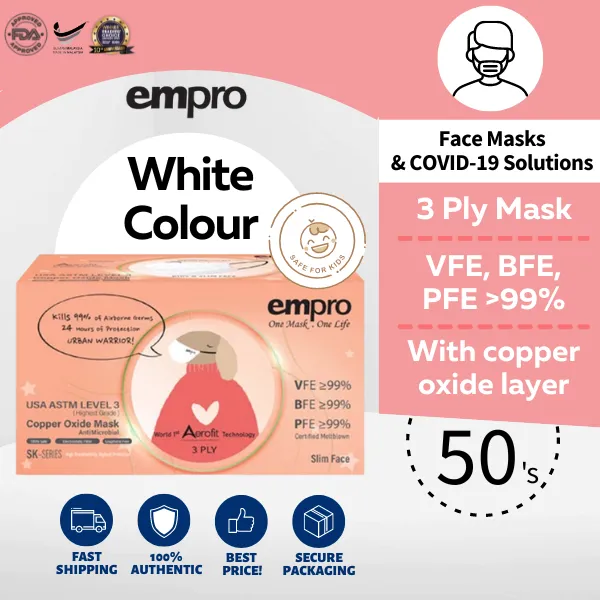 Empro SK Series 3 Ply Mask Copper Oxide Mask Kids Slim Face Aerofit Antimicrobial Aerofit ...