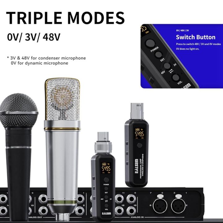 TECHCHIP- UHF Wireless XLR Transmitter Receiver System for Dynamic ...