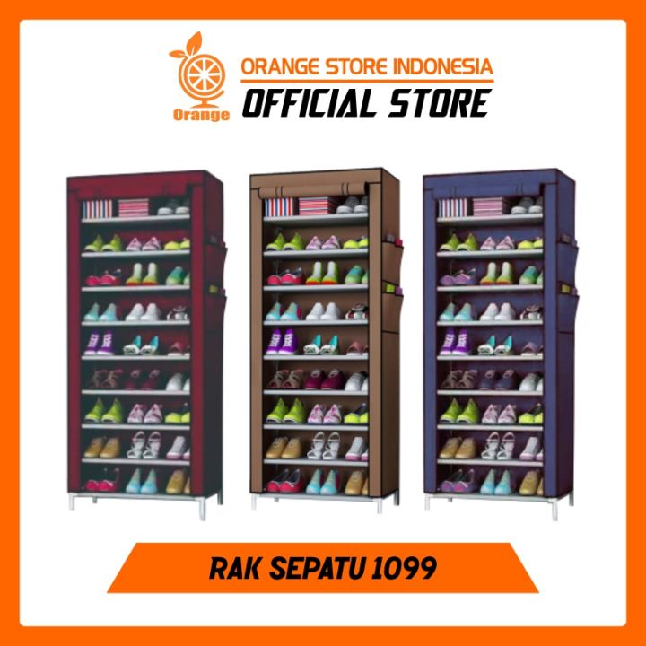 ORANGE Rak Sepatu 9 Susun Dengan Penutup Full Cover Resleting tipe 1099 ...