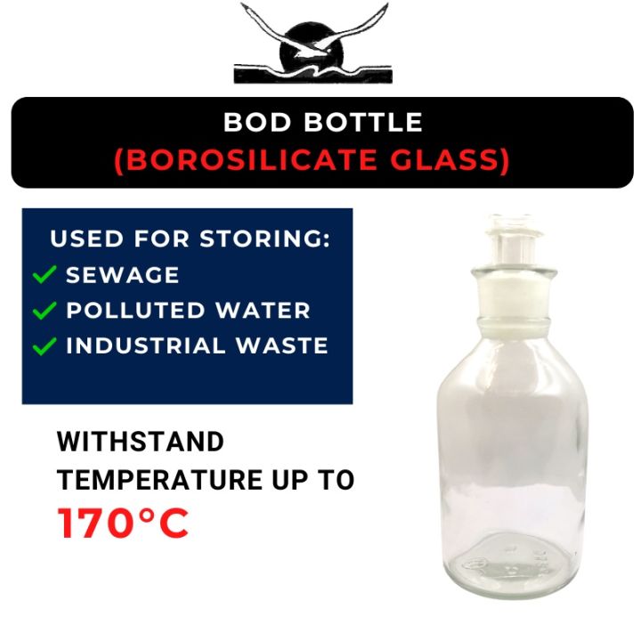Glass BOD Bottle for Lab Use with Glass Cap Store Water Sewage Waste ...