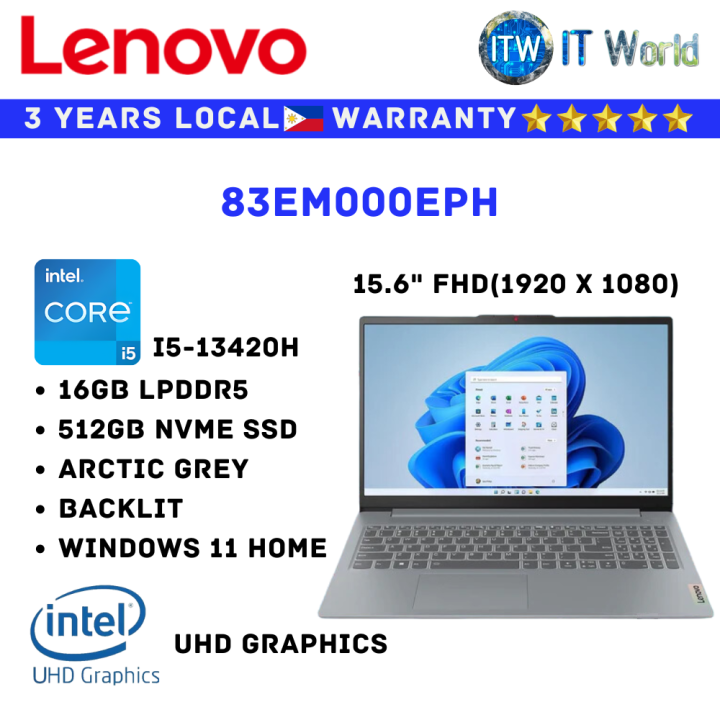 Itw | Lenovo Laptop Ideapad Slim 3 15IRH8 | i5-13420H | LPDDR5 16GB ...