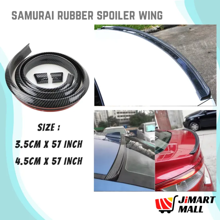 SAMURAI REAR WING SPOILER CARBON FIBER RUBBER LIP Bonnet Car Boot Trunk ...