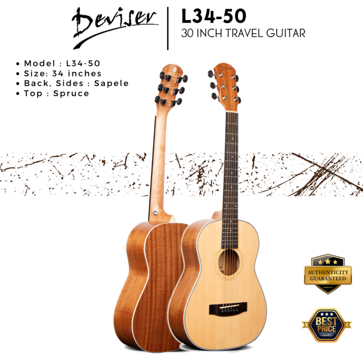 Deviser 34 inch Acoustic Travel Guitar, Spruce Top ( L34-50 / L34 50 ...