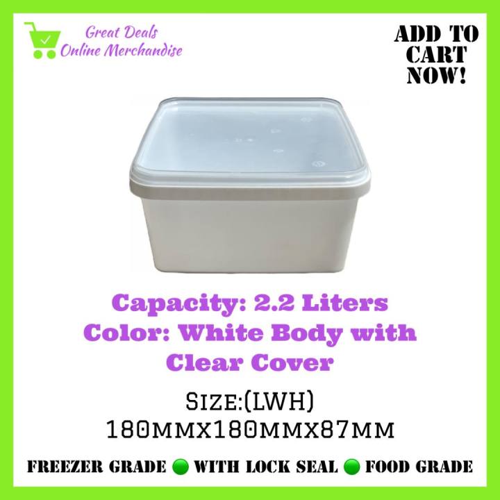 2.2L Square Ice Cream Container (Food And Freezer Grade) (TRANSPARENT ...