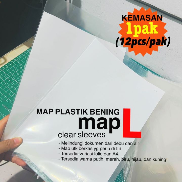 (1Pak - Map L) Clear Sleeves (Clear Folder) | Map L Plastik Bening ...