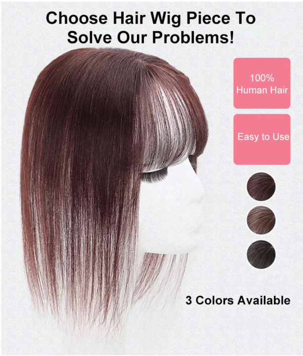 Seamless Natural Top Hair Wig Piece Natural Clip on Bangs | Lazada PH