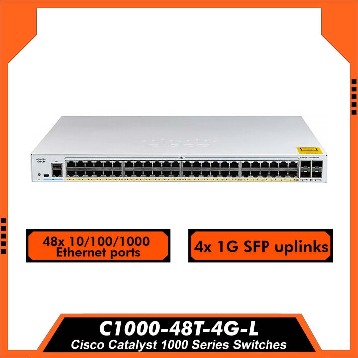 C1000-48T-4G-L│Cisco Catalyst 1000 Series Switches│48x 10/100/1000 Ethernet ports│4x 1G SFP ...