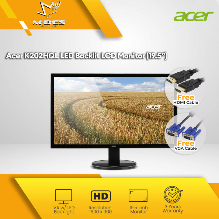 [FAST SHIP] Acer K202HQL Abix 19.5 INCH HD LED Monitor ( 60HZ, 5MS ...