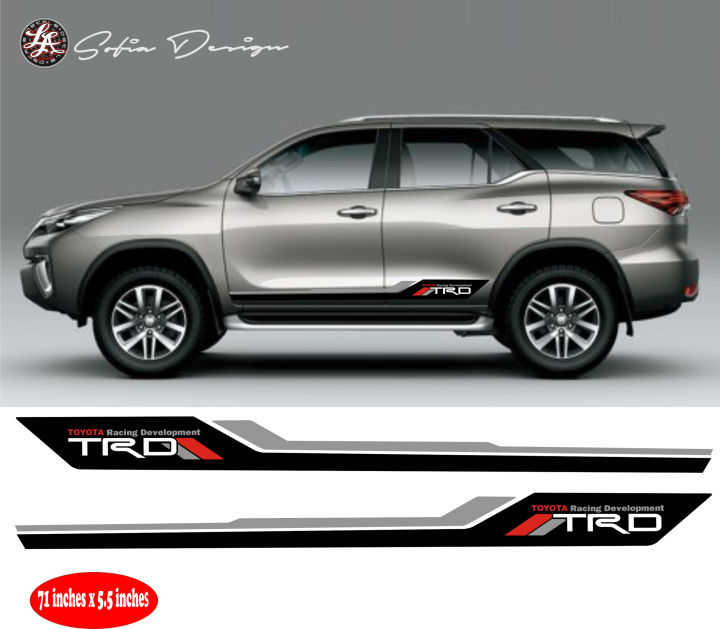 TOYOTA FORTUNER SIDE BODY DECAL STICKER / MACHINE CUT VINYL STICKER ...