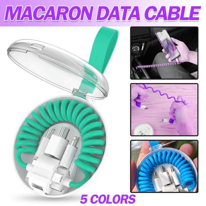 Idealhere 1set 3 in 1 Retractable Coiled Spiral USB Charging Sync Cable ...