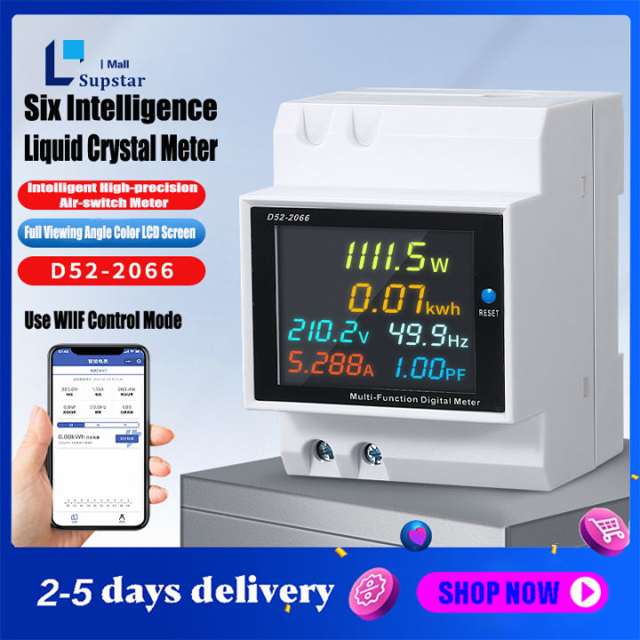 D52-2066 6IN1 AC Monitor 110V 220V 100A Voltage Current Power Factor ...