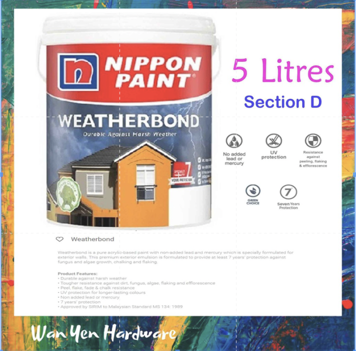 Nippon Weather Bond Colour Paint For Exterior (Section D) -5 Litres ... Nippon Weather Bond Colour Paint For Exterior (Section D) -5 Litres ...