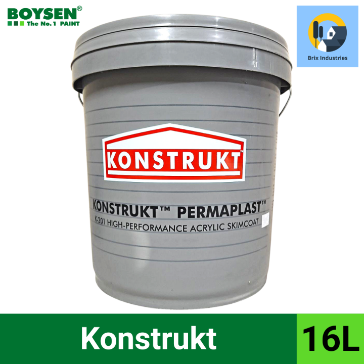 Boysen Konstrukt Permaplast K-201 16 Liters (Pail) High-Performance Acrylic Skimcoat Brix ...