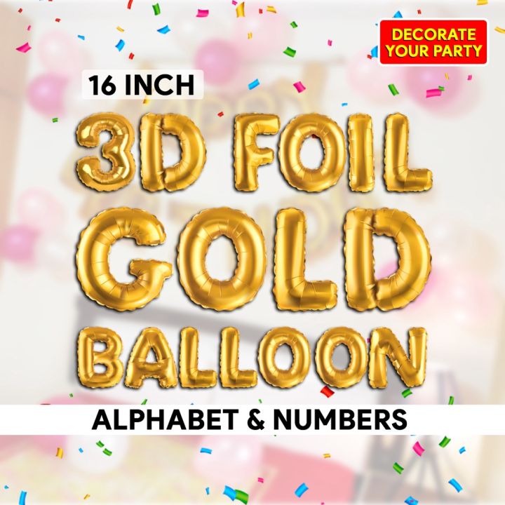 VC Art 3D Foil Balloon Gold Alphabet Balloon Belon Event Wedding ...