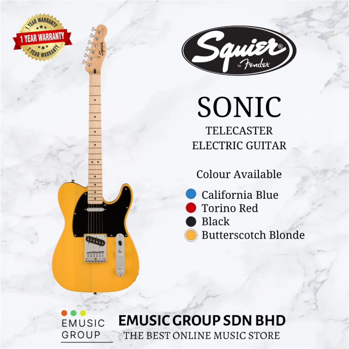 Squier Sonic Telecaster Electric Guitar w/Black Pickguard, Maple FB, Butterscotch Blonde | Lazada