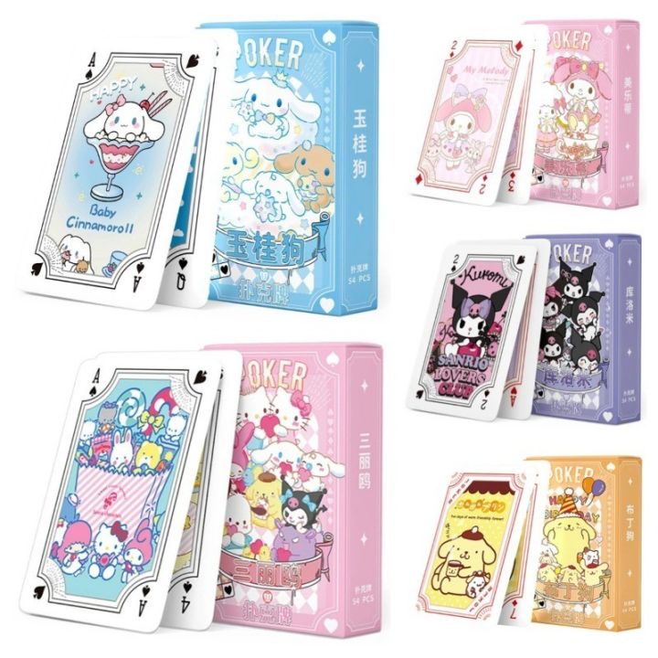 Kawaii Sanrio Poker Cards Cartoon Fun Hello Kitty Kuromi Cinnamoroll ...