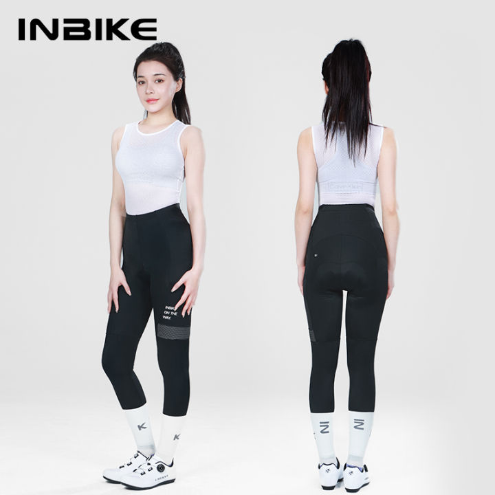 INBIKE กางเกงขายาวปั่นจักรยานสตรีมีเบาะ3D ระบายอากาศ MTB สะท้อนแสงกางเกงขี่จักรยานกางเกงกีฬาเลกก ...