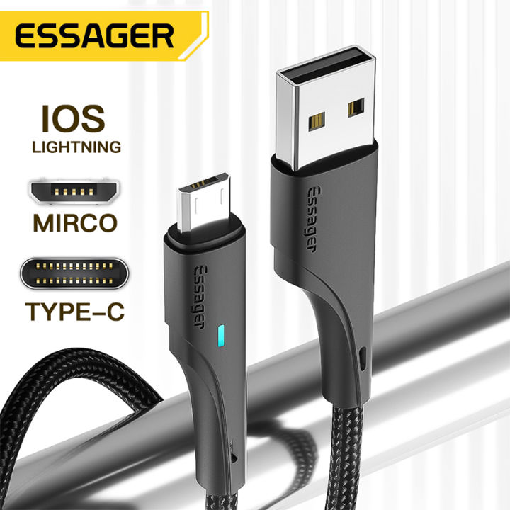 Essager 3A USB Type C Cord Micro USB iPhone Cable For Samsung Xiaomi ...