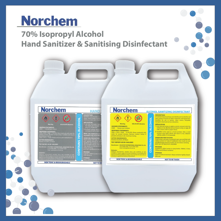 Norchem Hand Sanitizer/Sanitising Disinfectant 70% Isopropyl Alcohol ...