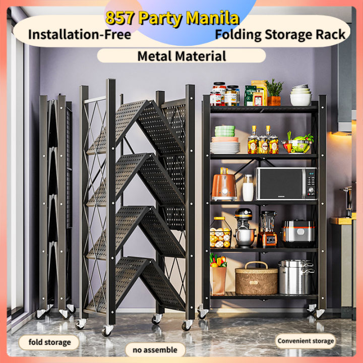 3/4/5 Tier Foldable Rack Kitchen Storage Organizer Rack Sturdy Metal ...