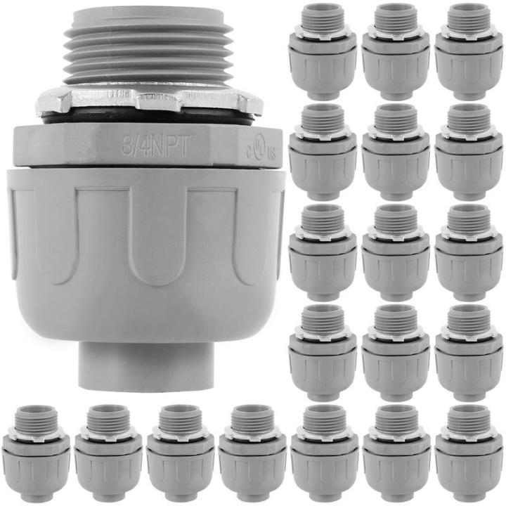 20Pcs 3/4 inch Liquid Tight Connector PVC Straight Conduit Connector ...