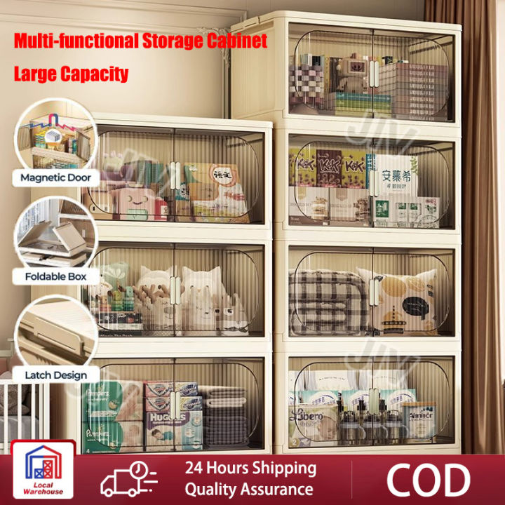 3/4/5 tier foldable storage cabinet large capacity multipurpose storage ...