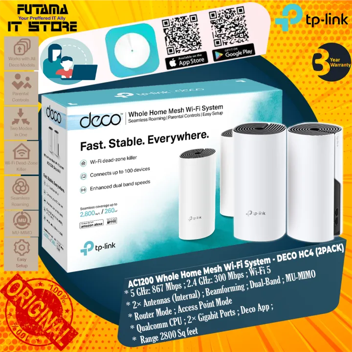 TP-Link Deco M4 / HC4 AC1200 Whole Home Mesh Wi-Fi System Support UniFi ...