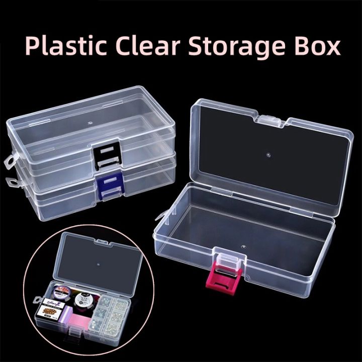 Nail Art Plastic Clear Storage Box Rectangle Portable Organizer Diamond ...