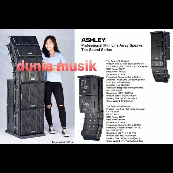 SPEAKER LINE ARRAY ASHLEY THE SOUND SERIE 6.5 INCH SUB 12INCH AKTIF ...