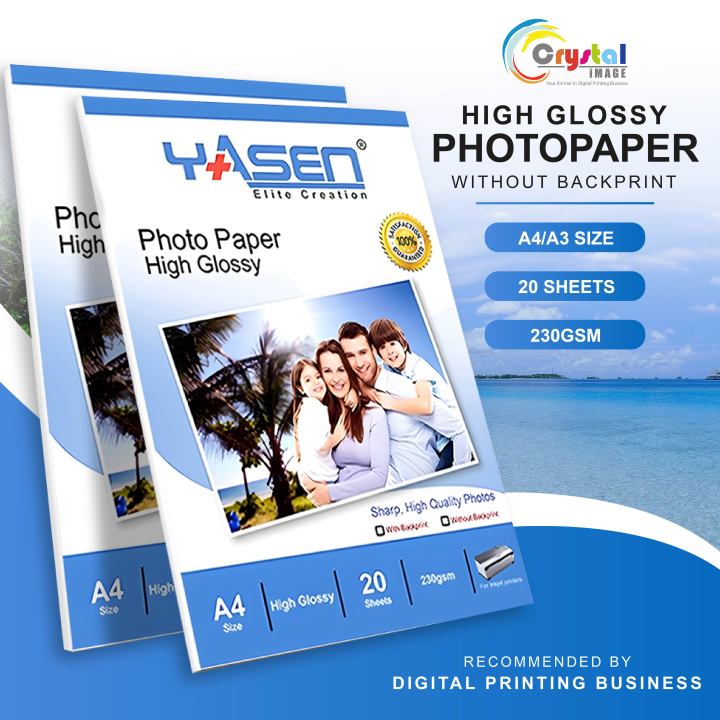 High-Gloss Photo Paper 230GSM A4 A3 20 Sheets Waterproof Glossy Finish ...