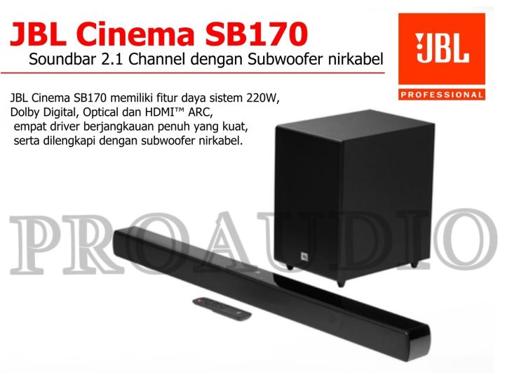 JBL Cinema SB170 / SB 170 / SB-170 2.1 Channel soundbar JBL with ...